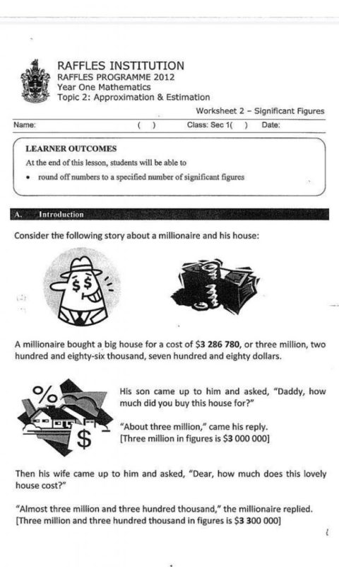 RI Year 1 Math Notes and Worksheets IP (Sec 1 Integrated Programme ...