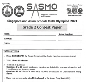 SASMO P2 Mathematics Olympiad Past Year Competition Papers ( Singapore ...