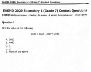 SASMO Sec 1 Mathematics Olympiad Past Year Competition Papers Secondary ...
