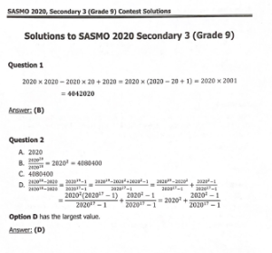 SASMO Sec 3 Mathematics Olympiad Past Year Competition Papers Secondary ...