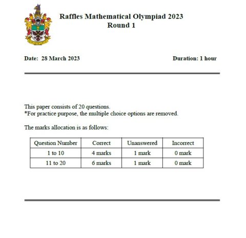 RMO RIPMWC Math Olympiad Past Year Papers P6 exam papers (soft copy ...